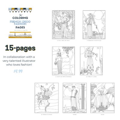 French Deco Fashion Coloring Pages - Misadventures with Andi