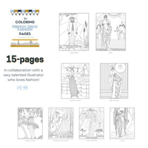 French Deco Fashion Coloring Pages - Misadventures with Andi